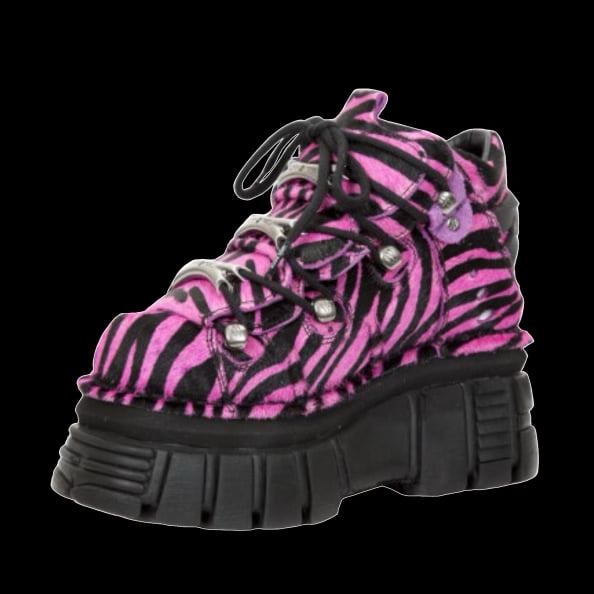 New Rock - Ramona Pink Zebra Platform Ankle Boots M-106-S32 | Vixens ...