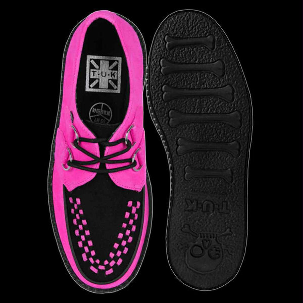 TUK - Neon Pink & Black Suede Viva Mondo Creeper Shoe Style#: V3390 at ...